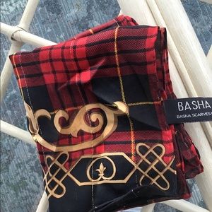 basha | Accessories | Vintage Basha 0 Silk Scarf Red Black And Gold ...